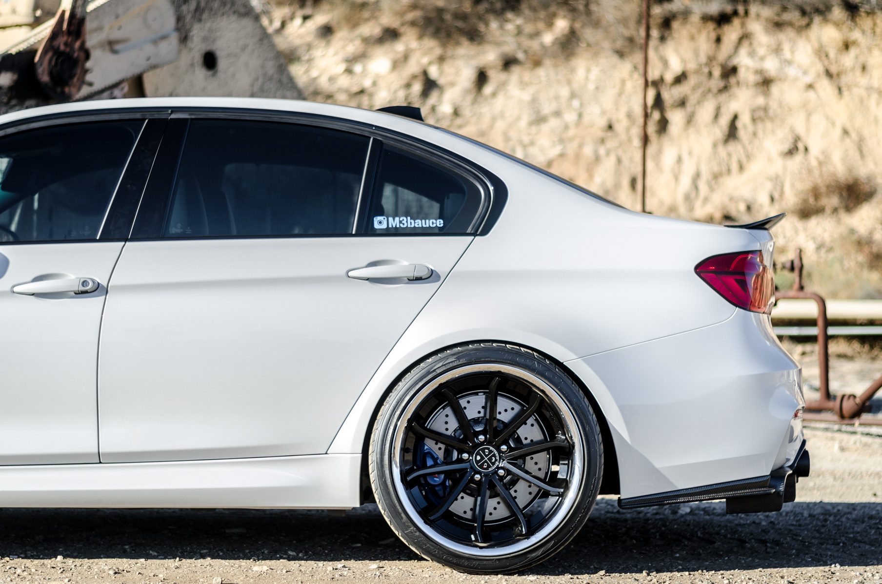 A 2016 BMW M3 on 20 Inch Blaque Diamond BD-23 Black with SS Lip Wheels ...