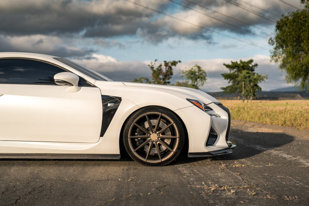 A White 2016 Lexus RCF on 20 Inch Blaque Diamond BD-11 Polished Rose ...