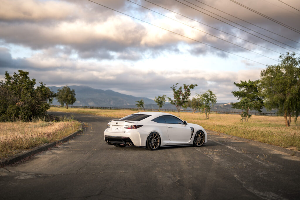A White 2016 Lexus RCF on 20 Inch Blaque Diamond BD-11 Polished Rose ...