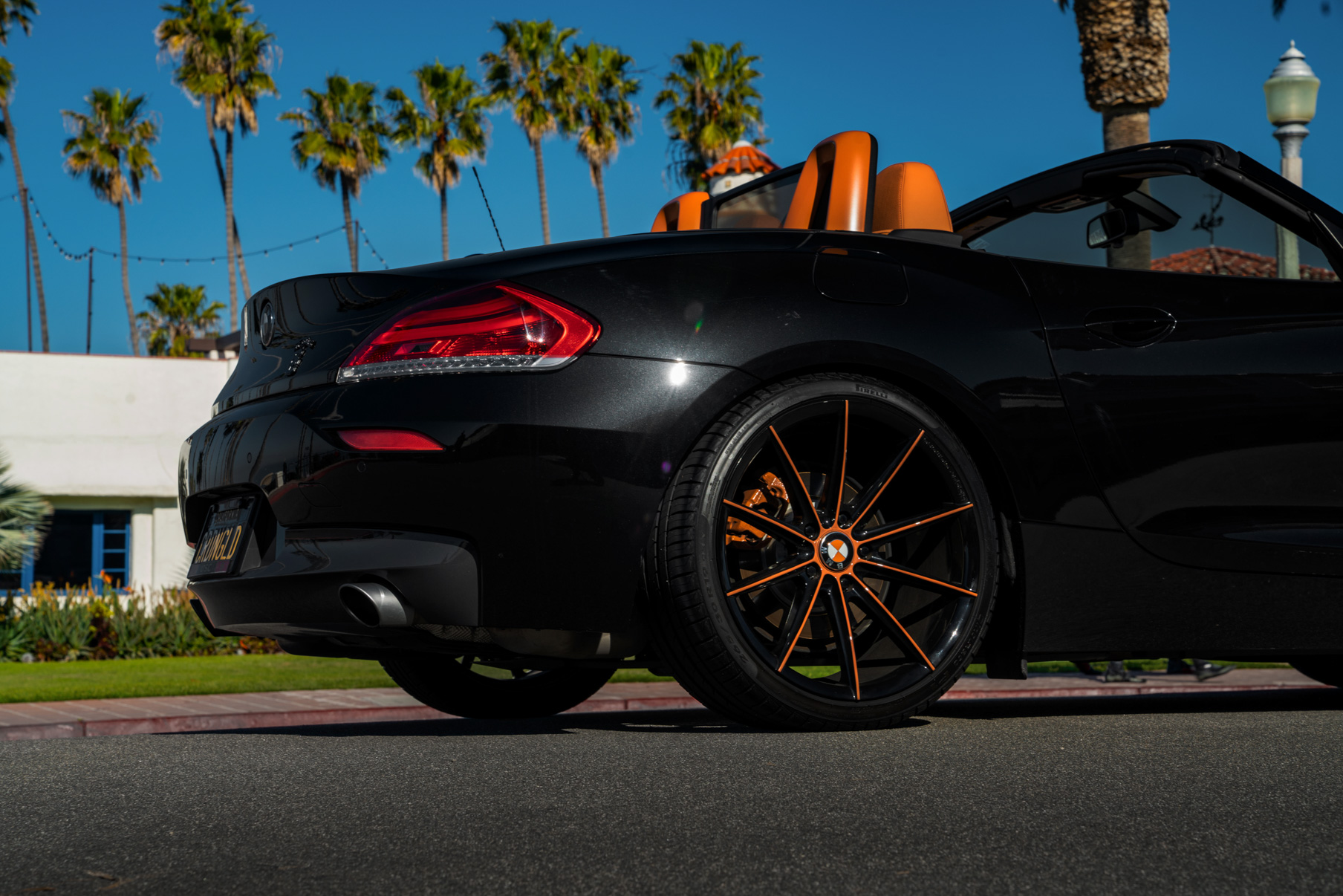 A 2018 BMW Z4 on 20 Inch Blaque Diamond BD-11 Orange Black Wheels(4 ...