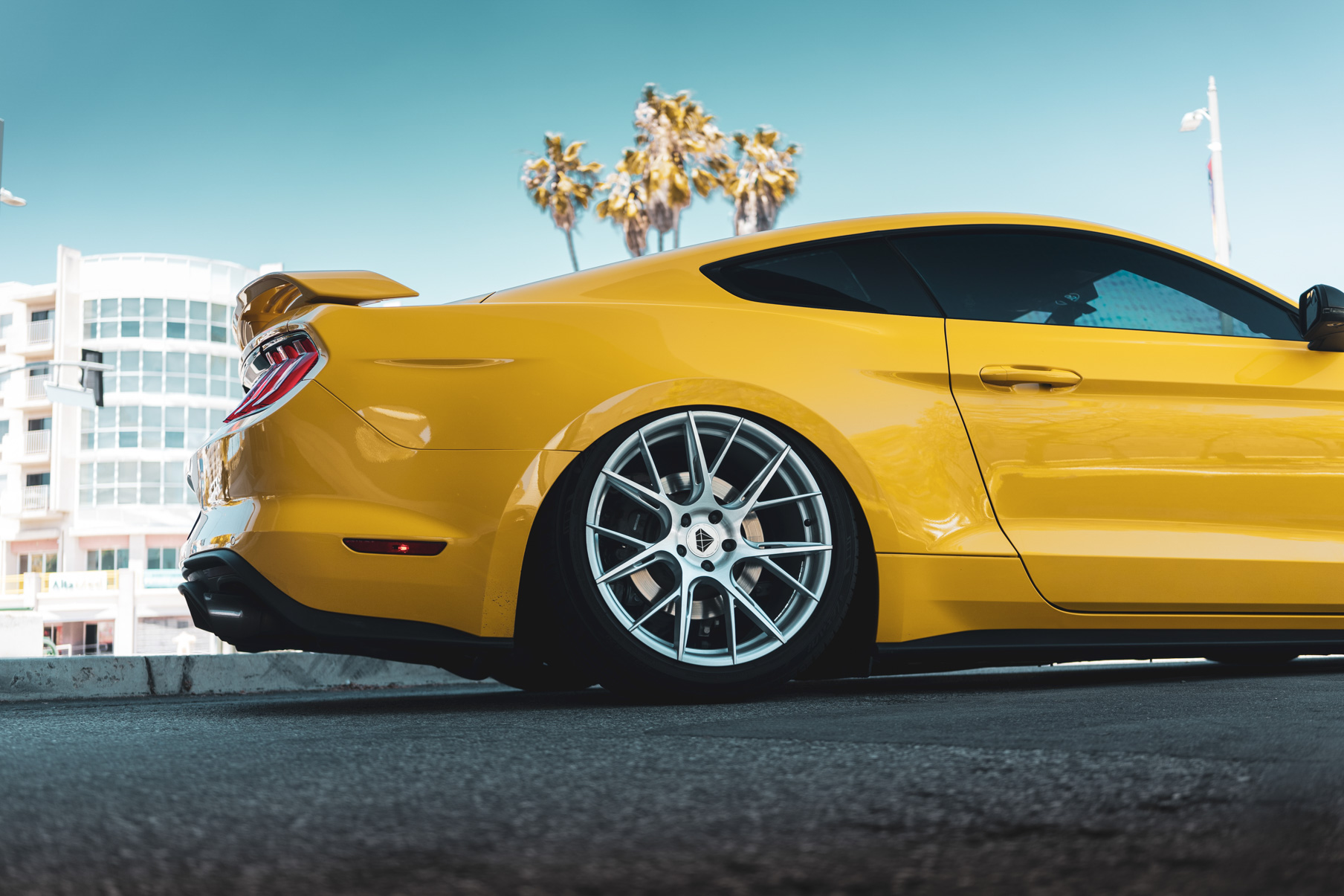 A 2018 Ford Mustang GT on 20 Inch Blaque Diamond BD-F18 Brushed Silver ...