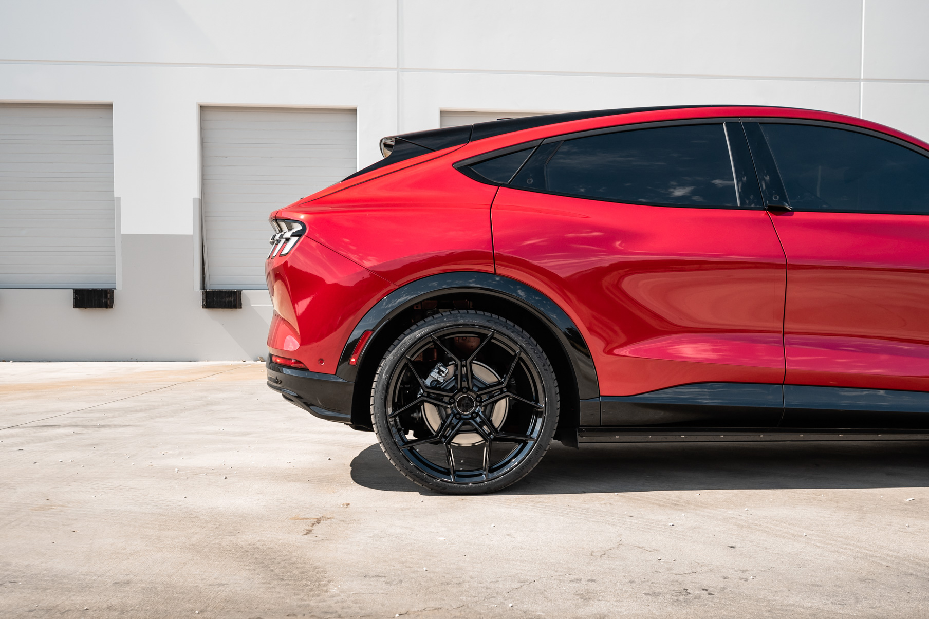 A 2021 Ford Mustang Mach E on Blaque Diamond BD-F25 Gloss Black Wheels ...
